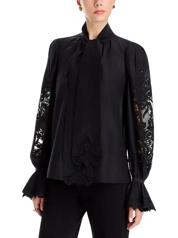 Kobi Halperin Embroidered Lace Blouse - Black