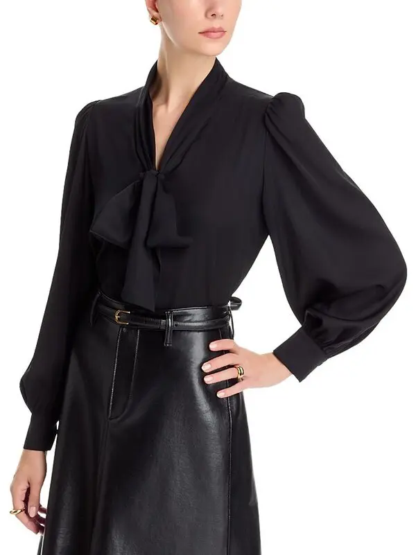 Kobi Halperin Selena Tie Neck Silk-blend Blouse - Black