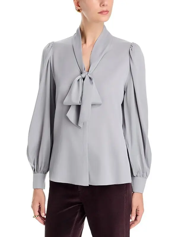 Kobi Halperin Selena Tie Neck Silk-blend Blouse - Sleet