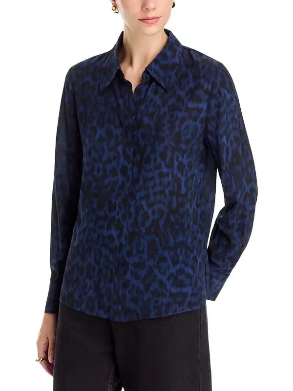 Kobi Halperin Button-front Blouse With Animal Print - Midnight Blue
