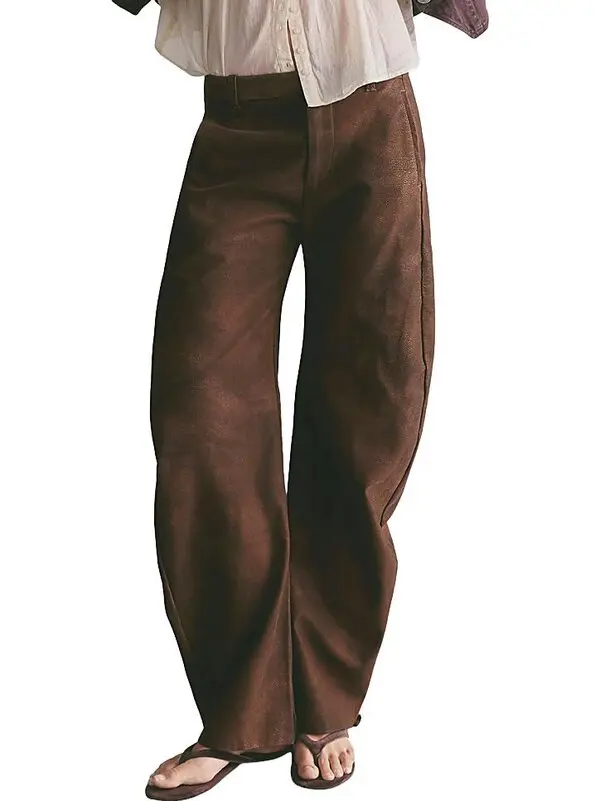 Free People Spotlight Faux Leather Pants - Chocolate