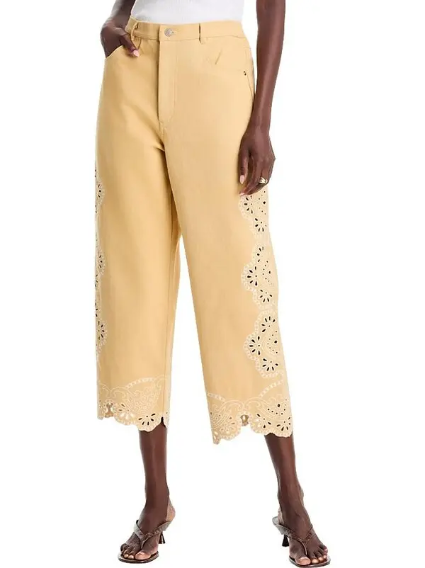 A.REN Jules Embroidered Cotton Crop Pants - Camel