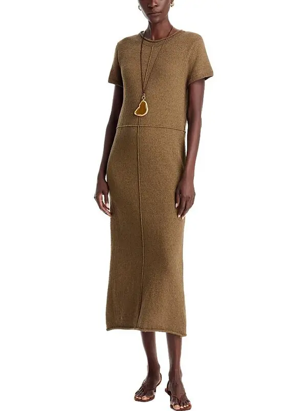 A.REN Blythe Cotton Blend Short Sleeve Midi Dress - Mocha
