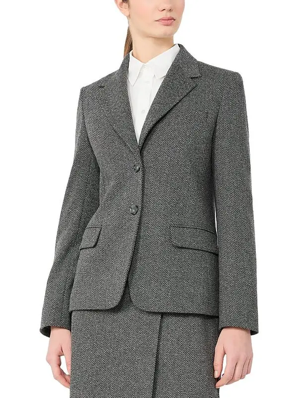 Max Mara Chevron Knit Blazer - Medium Grey
