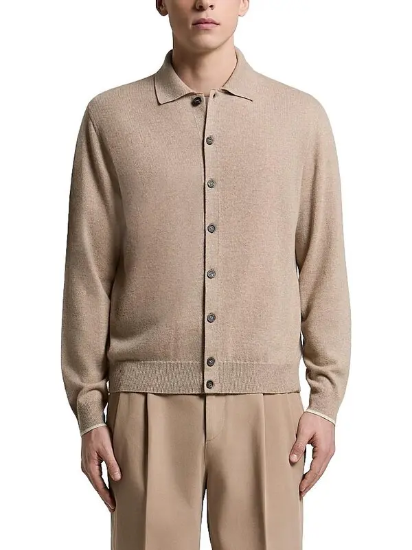 Peserico Extra Fine Wool & Cashmere Button Sweater - Beige