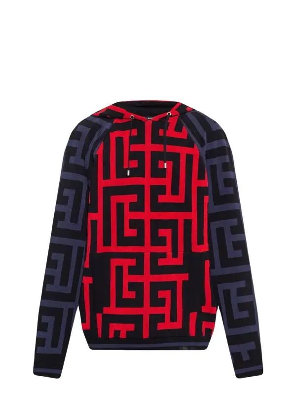Balmain Maxi Monogram Hoodie - Black