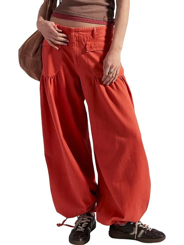 Free People Lotus Cotton Mid Rise Balloon Jeans - Cayenne