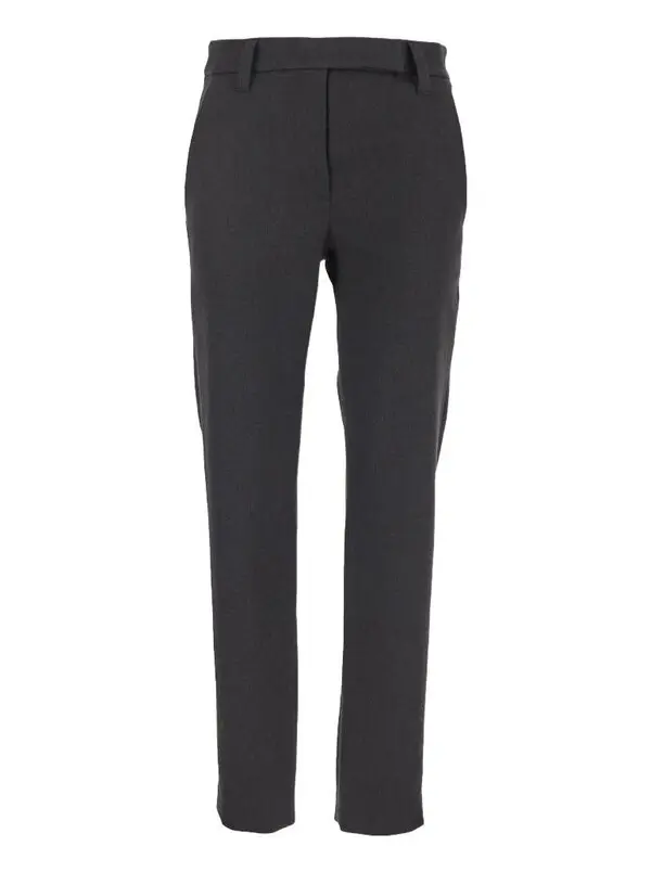 Brunello Cucinelli Mid-rise Cropped Tapered Trousers - Black