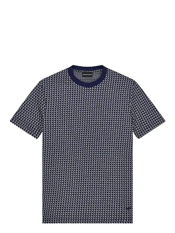 Emporio Armani Geometric Micro Motif Crewneck T-shirt - Navy