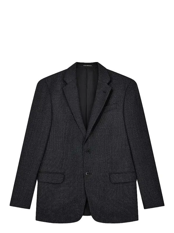 Emporio Armani Regular Fit Textured Wool Blend Blazer - Black/grey