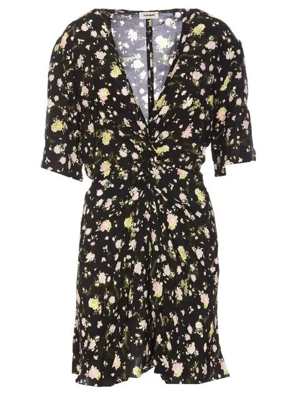Zadig&Voltaire Floral Print V-neck Dress - Black