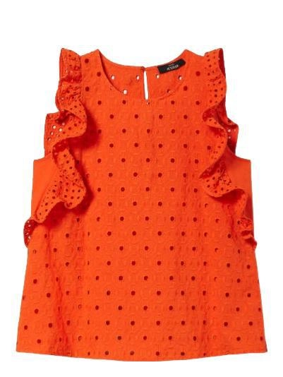 TWINSET Broderie Anglaise Ruffled Top - Red