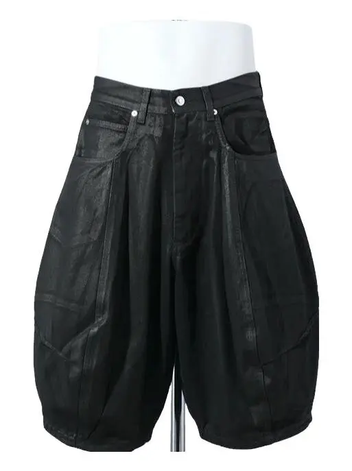 LU'U DAN Puffa Denim Shorts - Black