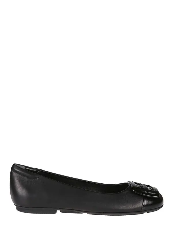 Hogan Round-toe Slip-on Ballerinas With Logo Clasp - Black