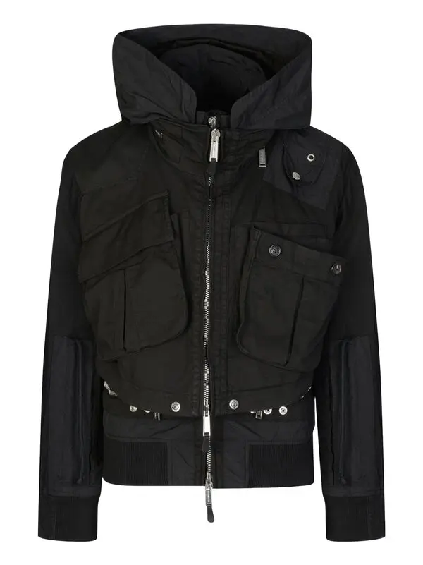 Dsquared2 Long-sleeved Hooded Cotton Coat - Black