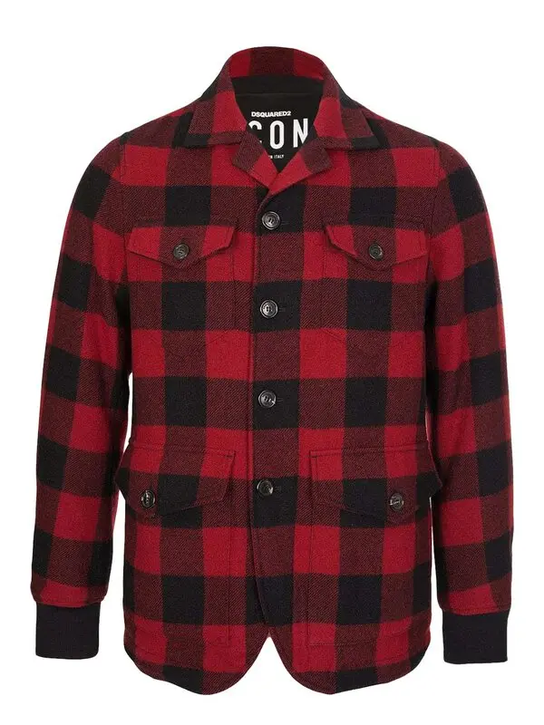 Dsquared2 And Black Plaid Long Sleeve Blazer - Red