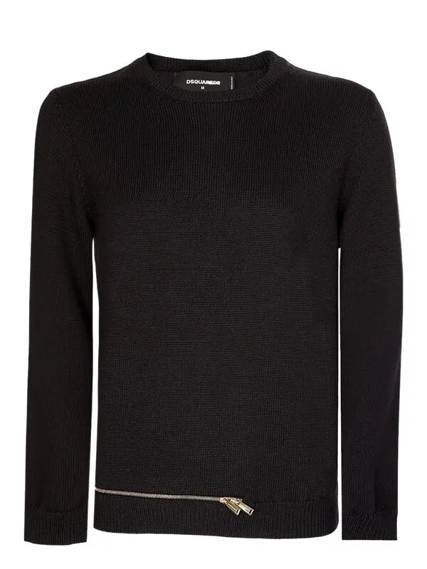 Dsquared2 Long Sleeve Sweater With Ribbed Details - Black