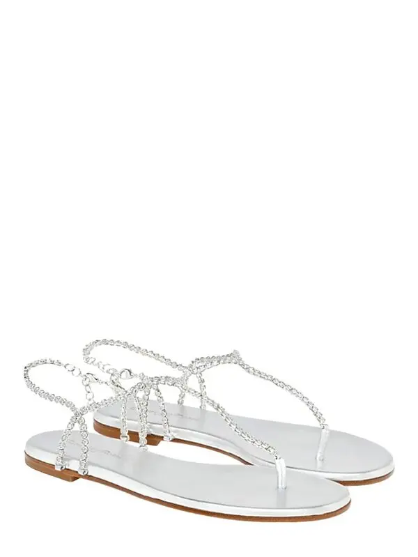 GIANVITO ROSSI Eternity Thong Sandals - Silver Lamb Leather