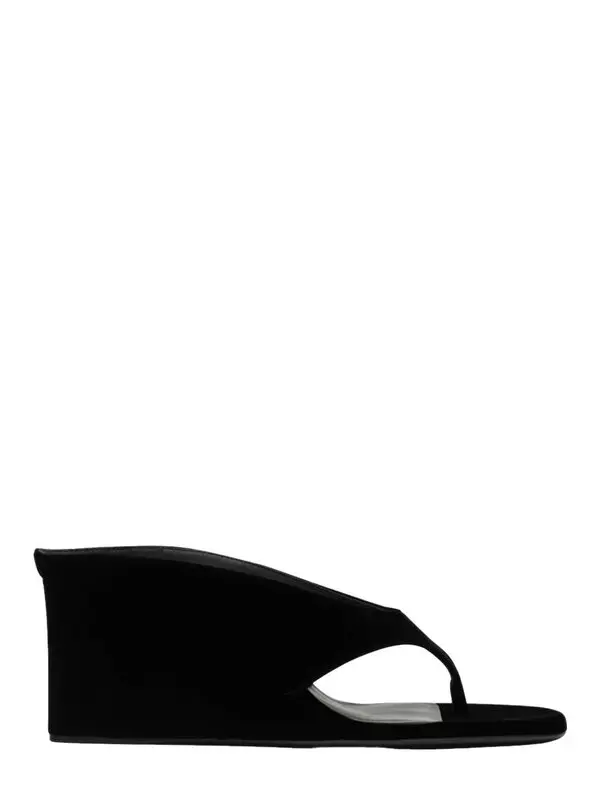Alaïa Velvet Thong Wedge Mules - Black