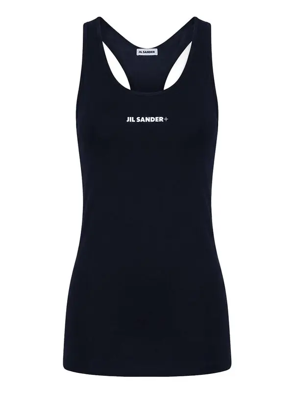 JIL SANDER Technical Fabric Racerback Tank Top - Black