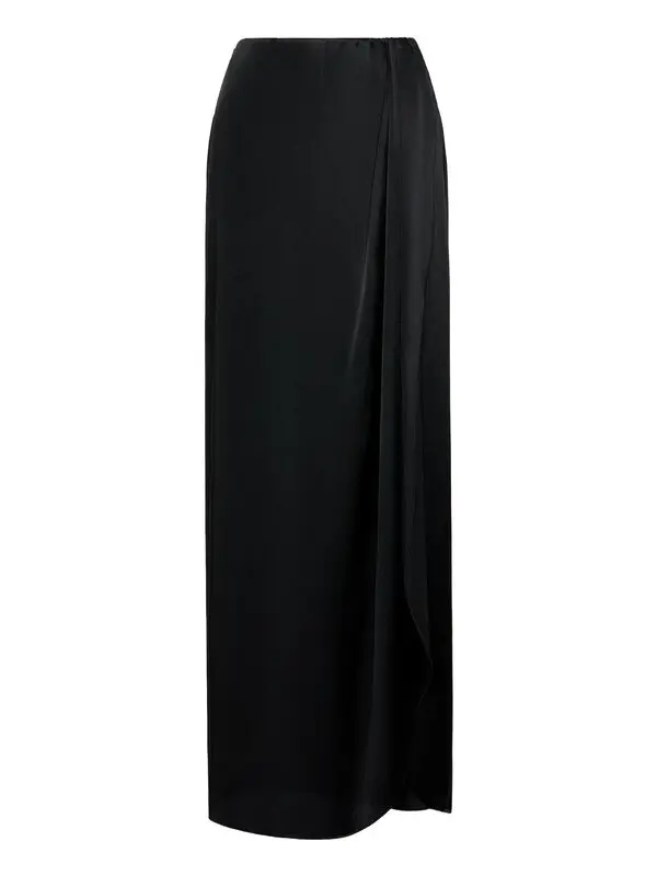 MAISON MARGIELA Long Silk Skirt With Draped Hip Detail - Nero