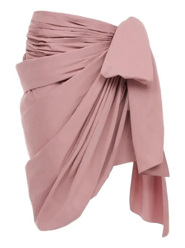Chloé Fluid Draped Mini Skirt With Hip Bow - Rosa