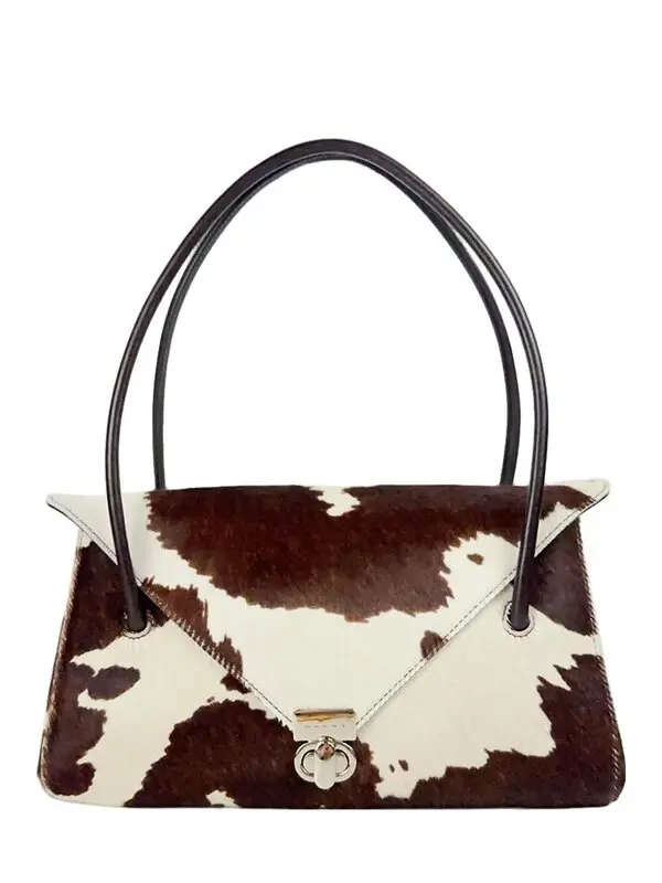Marni Calf Leather Shoulder Handbag - Brown