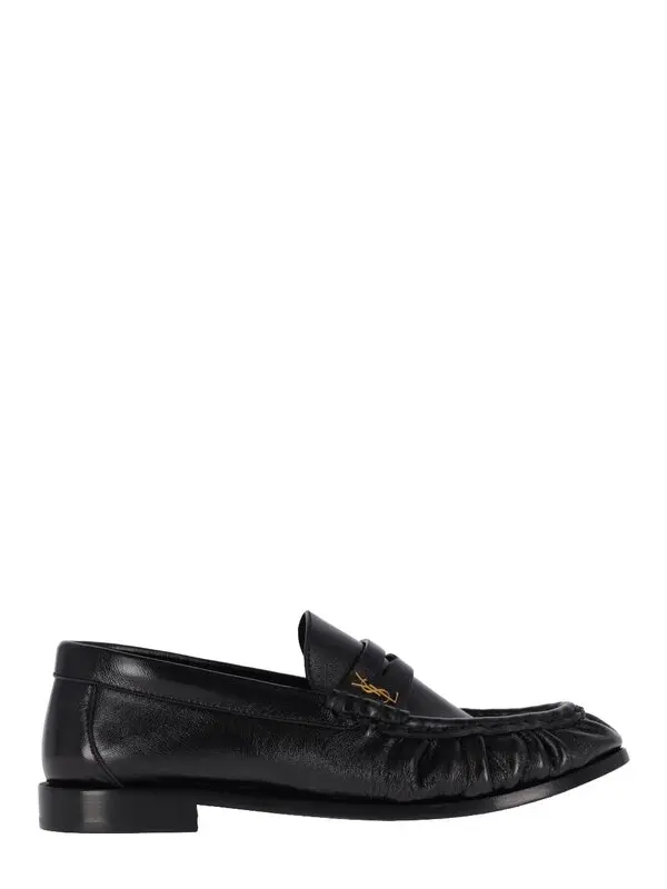 Saint Laurent Leather Loafers With Fringe Detailing - Black