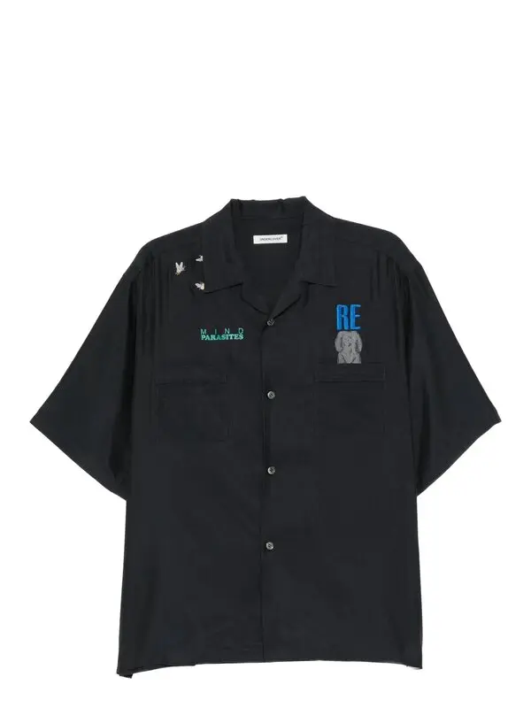 Undercover Graphic Camp Collar Short Sleeve Shirt - Black