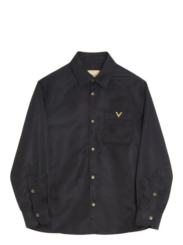 Valentino Garavani Logo-embellished Button-up Overshirt - Black