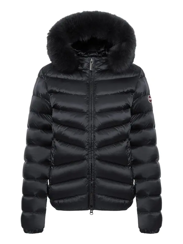 COLMAR Down Puffer Jacket With Faux Fur Hood - Black