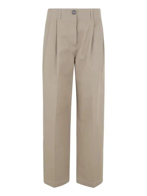 TOTEME Organic Cotton Twill Pleated Trousers - Hazel