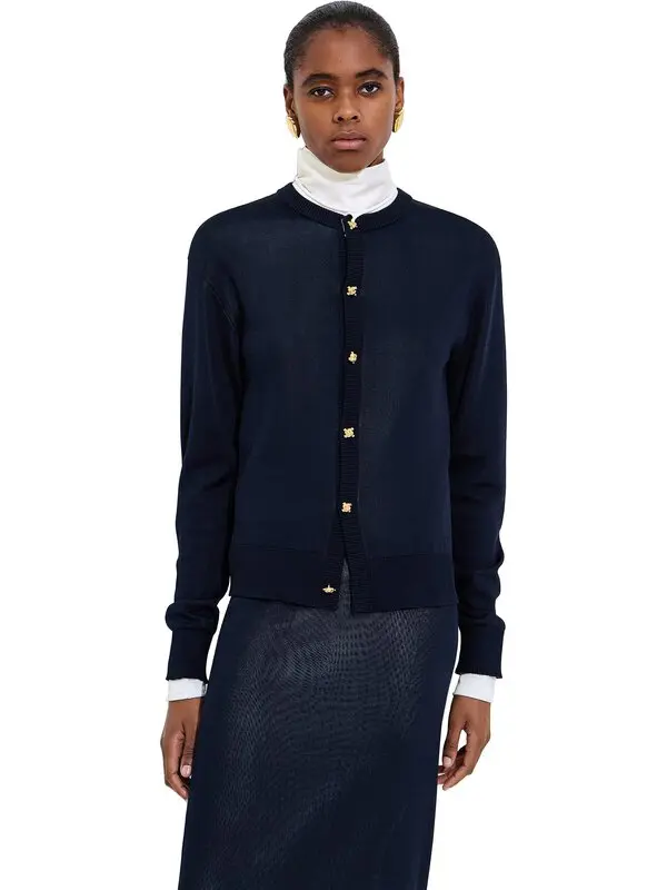Bottega Veneta Lightweight Silk-knit Cardigan With Square Knot Buttons - Blu