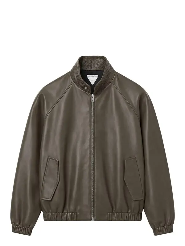 Bottega Veneta Leather Bomber Jacket - Green