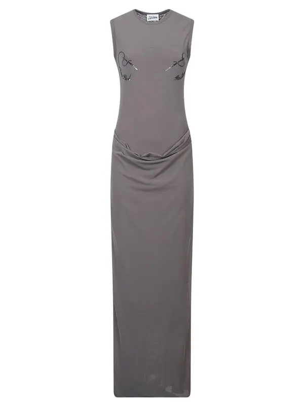 JEAN PAUL GAULTIER Mesh Double Layer Long Dress - Darkgrey