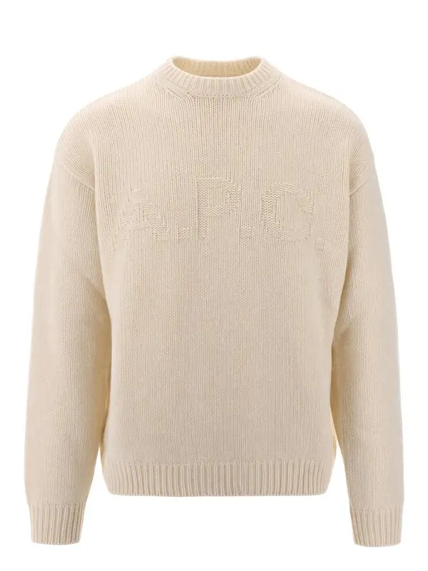 A.p.c. Wool Logo Crewneck Sweater - Aad Ecru