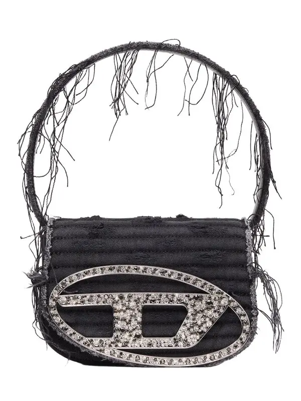 DIESEL® Structured Oval D-logo Handbag With Foldable Handle - Nero