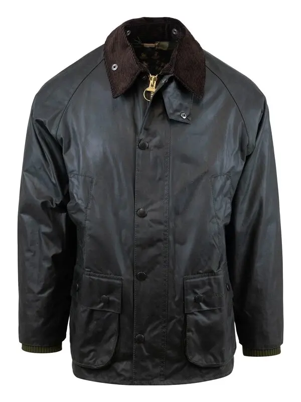 Barbour Waxed Field Jacket With Corduroy Collar - Sage