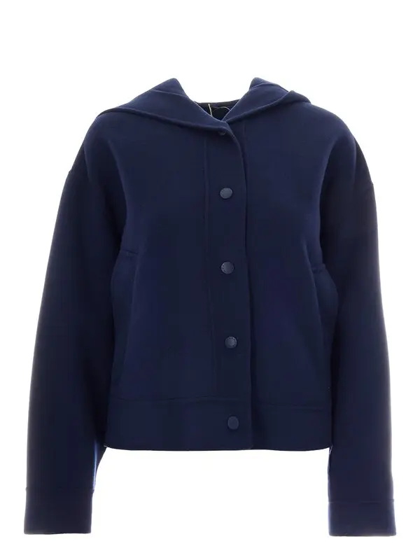 Max Mara Hooded Wool Blend Button-front Jacket - Blu