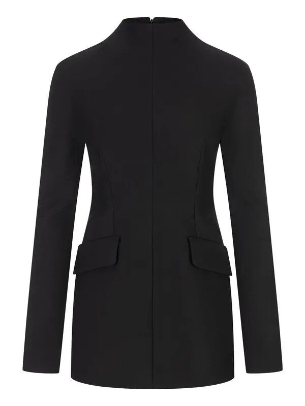 Sportmax Tailored High-neck Longline Blazer Jacket - Nero