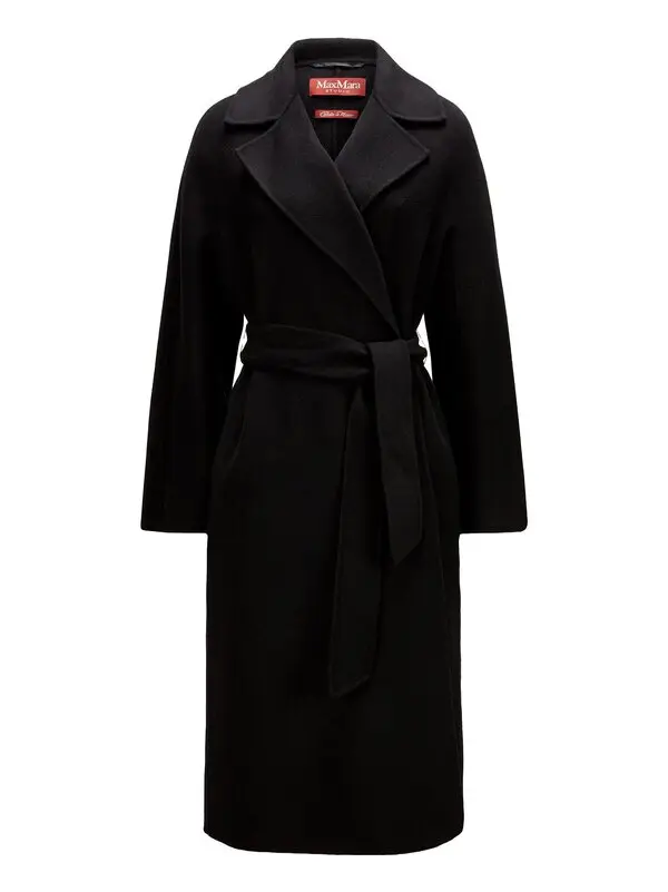 Max Mara Long Belted Wool Coat - Nero