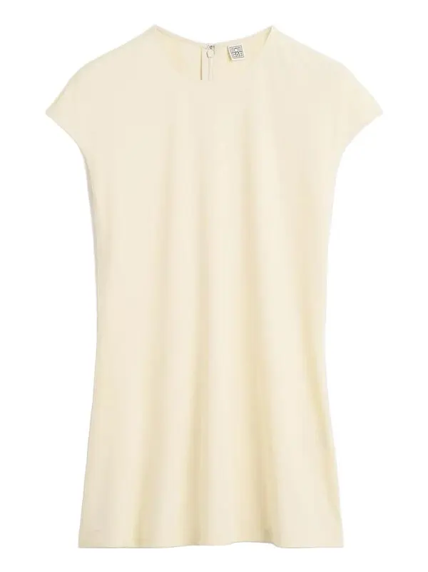 TOTEME Short Sleeve Zip Up Top - Ecru