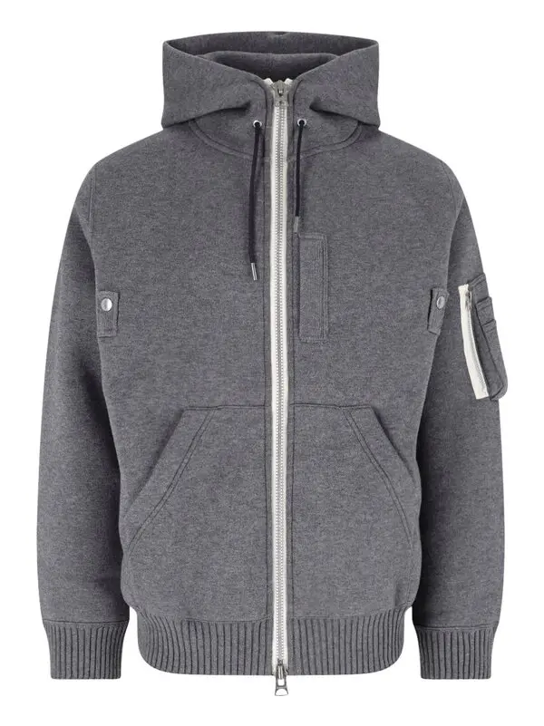 Sacai Utility Zip-up Hoodie - Grey
