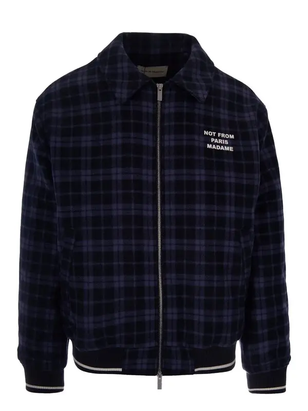Drole De Monsieur Plaid Zip-front Jacket - Navy