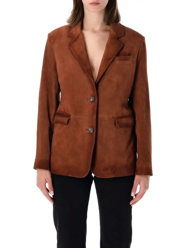 GOLDEN GOOSE Suede Blazer - Marrone