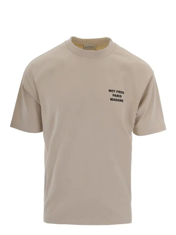 Drole De Monsieur Graphic Cotton Crewneck T-shirt - Mastic