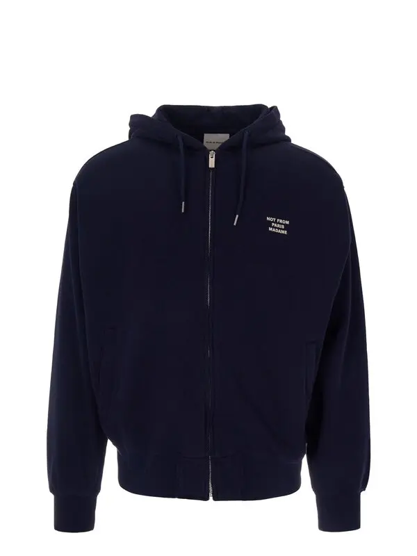Drole De Monsieur Graphic Zip-up Hoodie - Navy