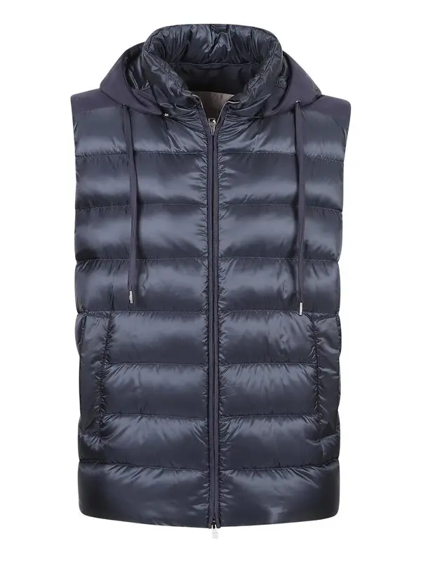 Herno Quilted Down Vest With Hood - Blu