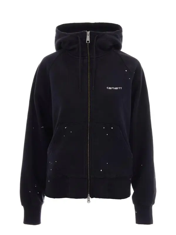 Carhartt Work In Progress Paint-splatter Zip-up Hoodie - Black