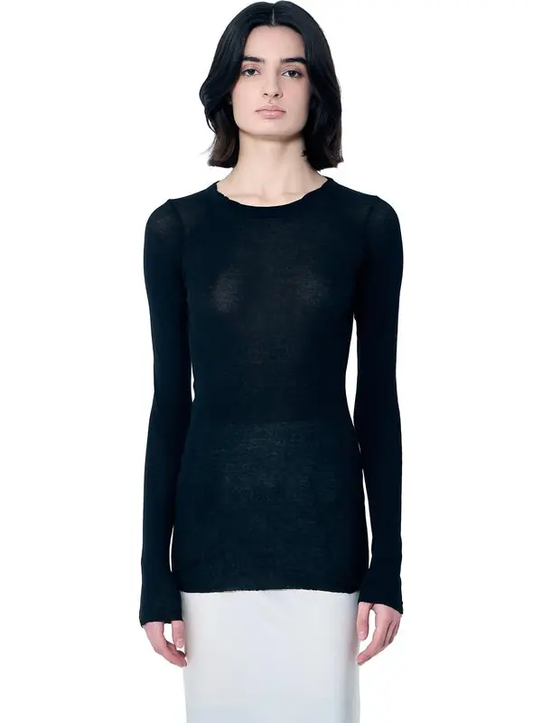 Rick Owens Rib Long Sleeve Top - Black